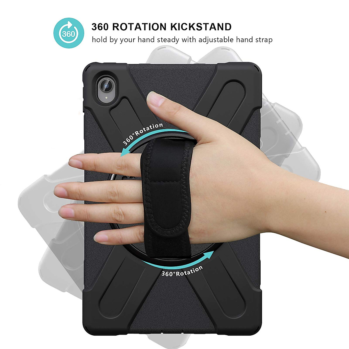 ProCase for Lenovo Tab P11 Plus 2021 / Tab P11 2020 11 inch Full HD Tablet, Heavy Duty Case with Hand Shoulder Strap, Shockproof Rugged Tough Case Protective Cover –Black