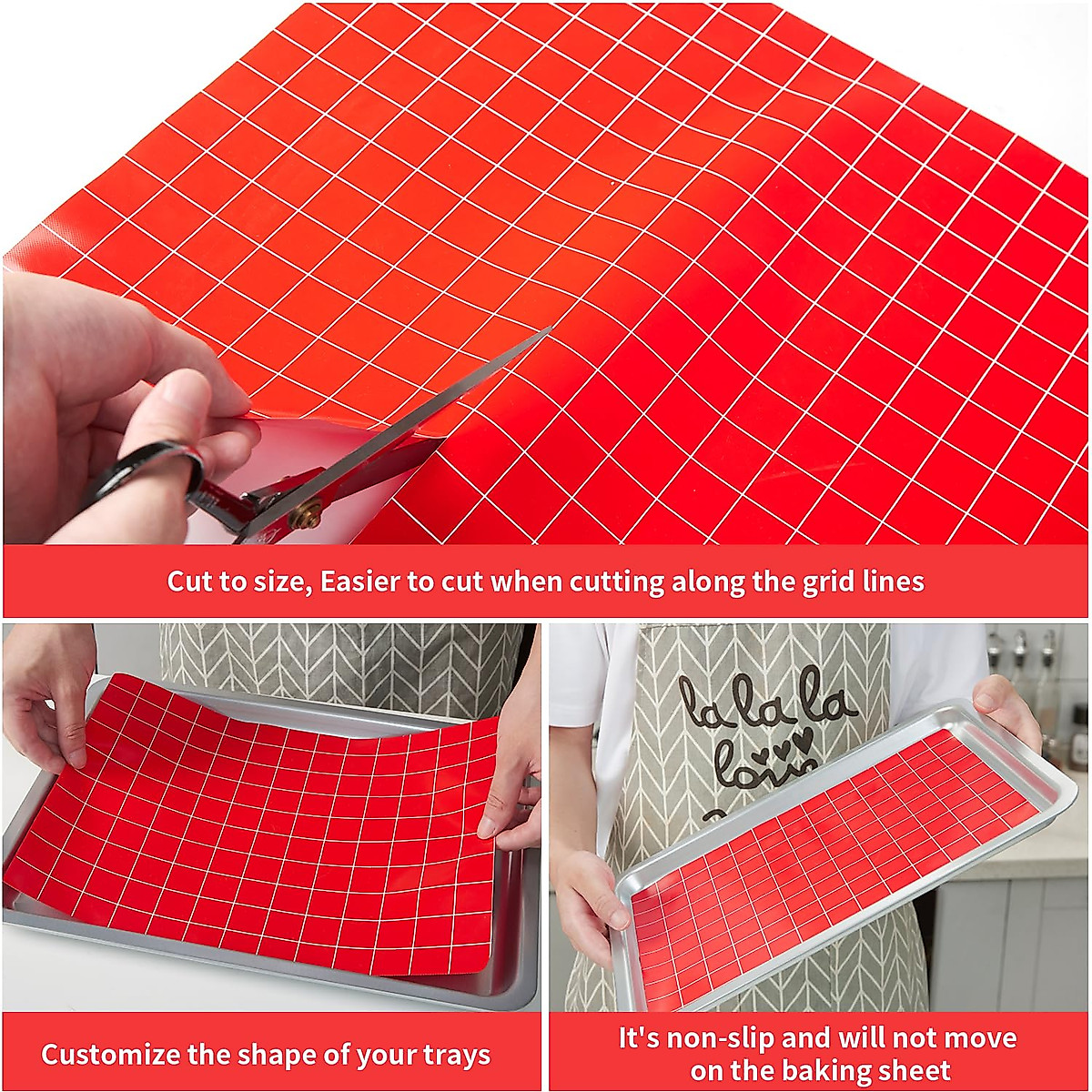 Silicone Baking Mat Roll 16IN*5FT Free Cutting, Non-Slip Pastry Mat, Non-Stick Reusable Air Fryer Liner, Oven Liners, Counter Mat, Freeze Dryer Mat, Easily Cut to Size Fit All Ovens Pans Tins Dishes