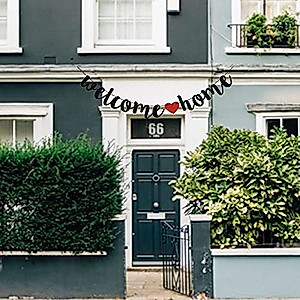 Welcome Home Banner Welcome Back Party Decorations Black Glitter Home Party Sign Decors Banner for Military Army Homecoming Party Decorations, Family Theme Party Supplies