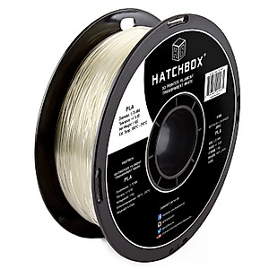 HATCHBOX PLA 3D Printer Filament, Dimensional Accuracy +/- 0.03 mm, 1 kg Spool, 1.75 mm, Transparent White