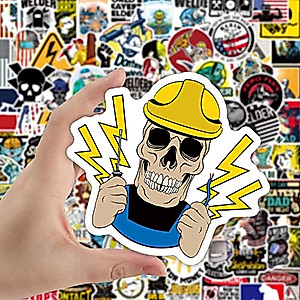 100Pcs Welder Stickers for Laptops,Funny Welding Vinyl Waterproof Sticker Pack for Helmet Hard Hat Water Bottle Skateboard Luggage,Cartoon Fire Welds Decals for Kids Teens Adults