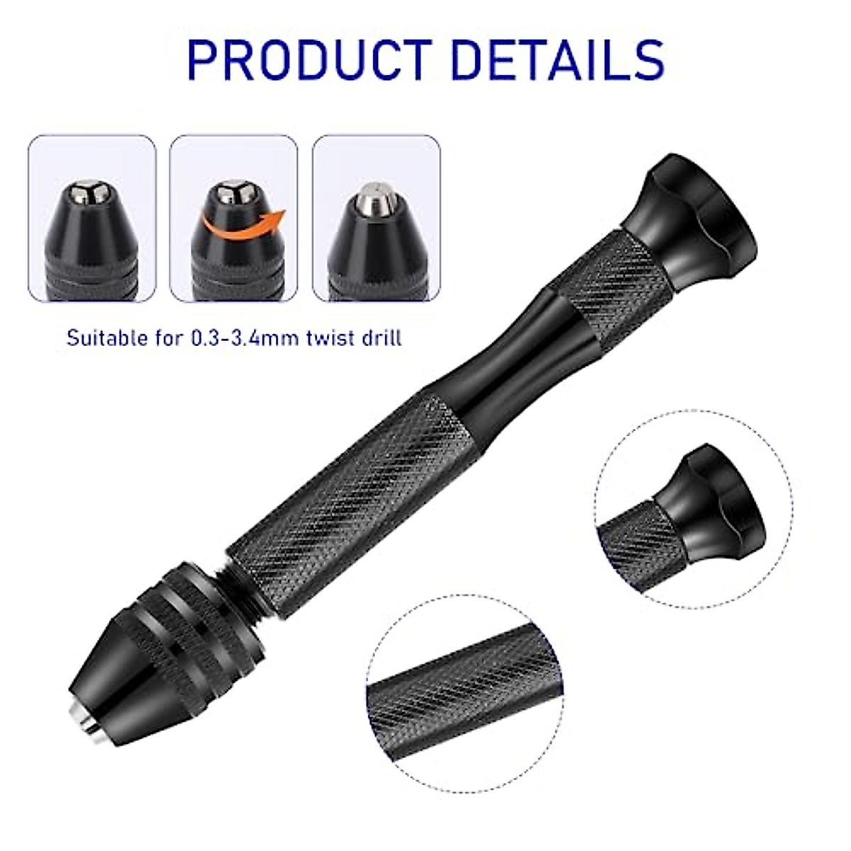 36 Pieces Hand Drill Bits Set, Pin Vise Hand Drill Mini Micro Drill and Twist Drills Precision Hand Mini Drill Bits Set for Resin Polymer Clay Craft Model Jewelry Making