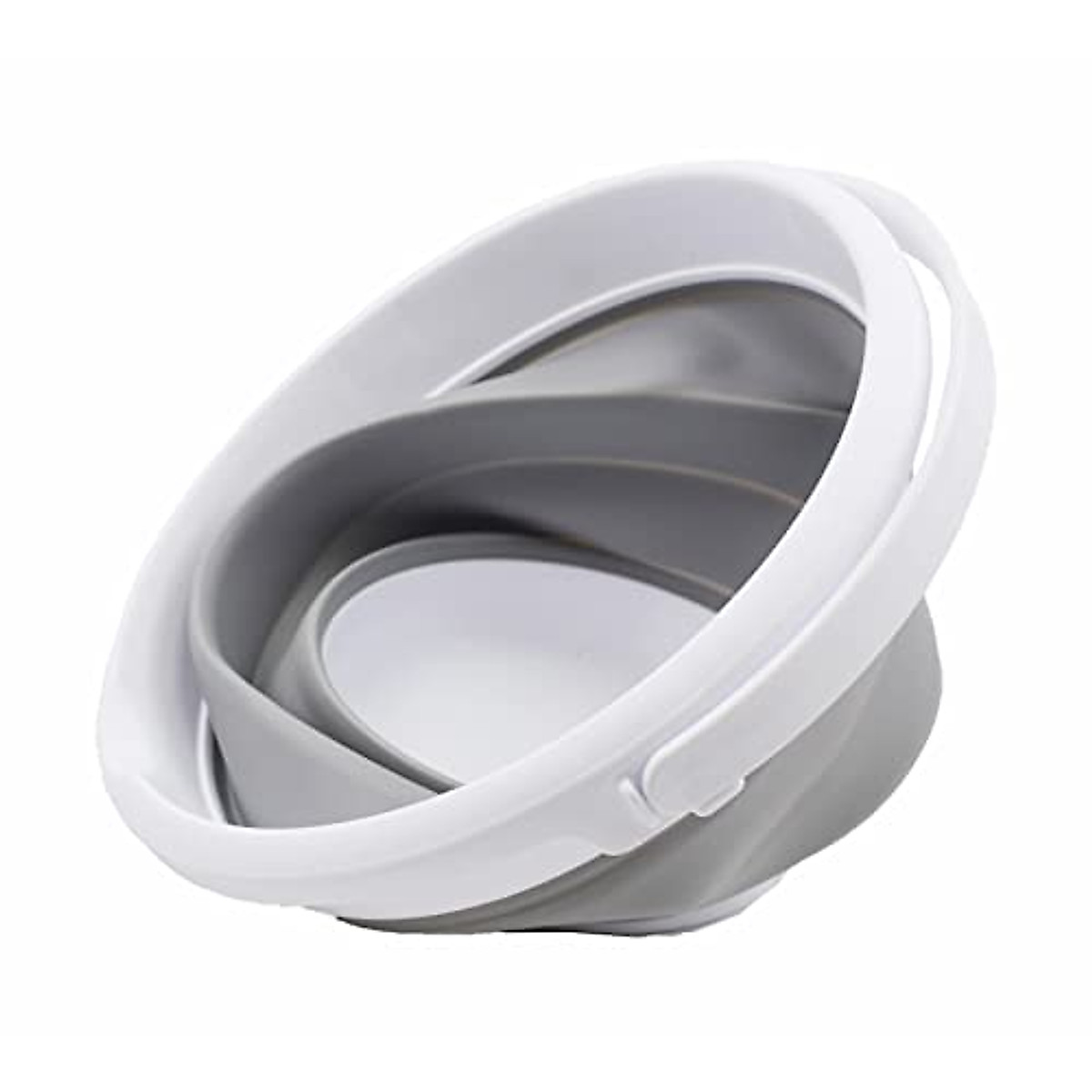 SAMMART 5.5L (1.4 Gallon) Collapsible Plastic Bucket with Lid - Foldable Round Tub with Lid - Portable Fishing Water Pail - Space Saving Outdoor Waterpot. (White/Grey, 1)