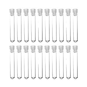 Othmro 100Pcs Clear Plastic Test Tubes with White Caps, 12mmx75mm Mini Test Tubes with Lids, for Jewelry Seed Beads Powder Spice Liquid Experiment Yeast Specimen Sample Laboratory