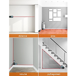 Laser Measure with Digital Angle Display, Mileseey by RockSeed 165 Feet with Electronic Level Control,M/in/Ft Unit Switching Backlit LCD and Pythagorean Mode, Measure Distance, Area, Volume