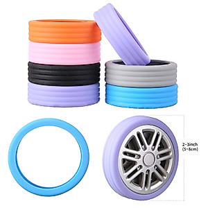 JforSJizT 8 Pack Silicone Quiet Protective Covers for Suitcase Wheels - Luggage Wheel Protectors for Suitcases with Wheels - Carry On Suitcase Wheel Accessories - Fits 2-3 Inch Luggage Wheels(Pink)