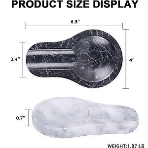 HESHIBI Spoon Rest, 2 Packs Marble Spoon Rest for Kitchen Stove Countertop, Marble Utensil Holder, Perfect for Spatula, Ladle, Fork (White and Black)