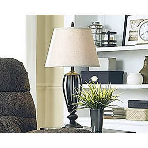 Signature Design by Ashley Mildred Modern Bronze Metal Table Lamp, 2 Count, 29.75", Almost Black