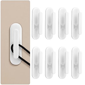 8 PCS Blind Cord Holder, Safety Blind Cord Hooks, Adhesive Blinds Cord Retainer, Childproof Blinds Cord Winder, for Blinds Cord Winding Clasp for Home, Office and Kindergarten (White)