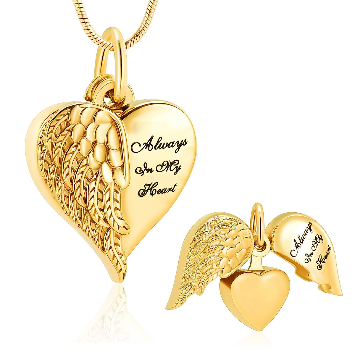zeqingjw Always in My Heart Urn Necklace Cremation Jewelry for Ashes Pendants Memorial Lockets Keepsake Jewelry (Colorful-2)