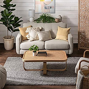 Well Woven Madison Shag Plain Grey Modern Solid Area Rug 5' x 7'2''