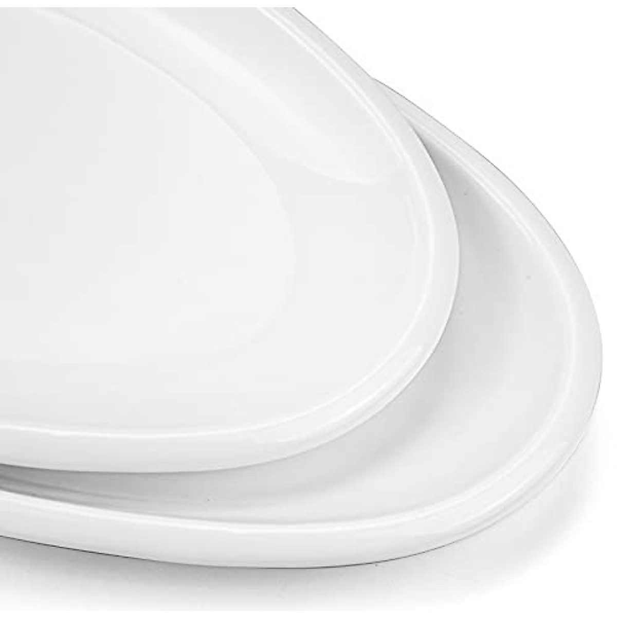Yesland 2 Pack 14" Porcelain Large Oval Serving Plates, White Oval Serving Platters Dishes for Serving Food, Appetizers, Dessert, Meat, Sushi, Fish, Party
