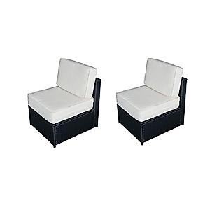 MCombo 6085 9 PC Cozy Outdoor Garden Patio Rattan Wicker Furniture Sectional Sofa (Creme White)