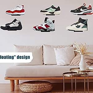 A&H Zier 6 Pack Shoe Display Shelf Floating Shoe Shelf for Sneakers Display Wall Mounted Shoe Floating Shelf Acrylic Floating Shoe Shelf Shoes Rack for Showcase Sneakers Collection on Wall
