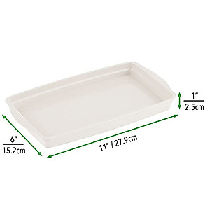 mDesign Plastic Storage Organizer Tray for Bathroom Vanity Countertops, Closets, Dressers - Holder for Guest Hand Towels, Watches, Earrings, Makeup Brushes, Reading Glasses, Perfume - Cream/Beige