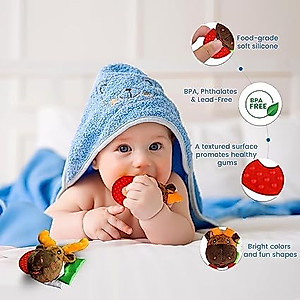 Wristy Buddy Teething Ring for Babies 0-6 8 10 12 Months | Cute Soft Moose Animal Teething Toys & Gloves | Baby Teething Relief Toy Pack | Infant Chew Toys for 3-6 Months, 1 2 3 Years