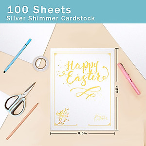 HTVRONT Cardstock 8.5 x 11-100 Sheets Silver Shimmer Cardstock paper, 250Gsm Cardstock Printer Paper for Card Making, DIY Craft, Decors and Paper Crafting Printer
