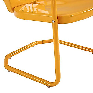 Crosley Furniture Griffith Outdoor Chair, Retro Metal Patio Chairs for Dining, Porch, Deck, Balcony, Tangerine