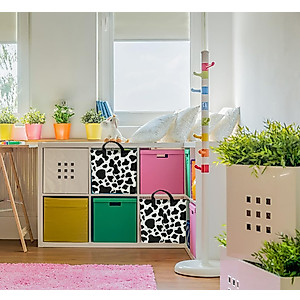 NTAOHAMPER Rectangular Cow Storage Basket,Waterproof Cowprint Box with Handles for Bedroom,Baby Room Decor,Gift Basket for Cow Lovers,Collapsible Kids Toys Bin(Cow)