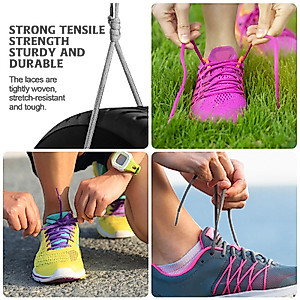 DELELE 2Pair Oval Shoes laces 42 Colors Half Round 1/4" Athletic ShoeLaces for Sport/Running Shoes Shoe Strings Black -45 inch