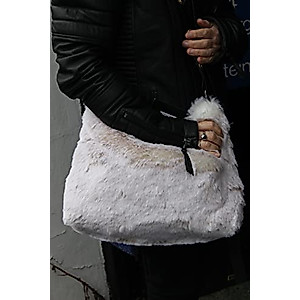 LONI Womens Faux Fur Hobo Crossbody Shoulder Bag Animal Print Handbag