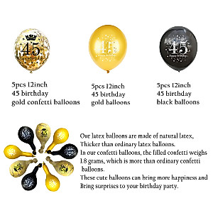 Jonhamwelbor 50th Birthday Balloons Gold and Black Party Decorations 15 Pack 12 inch Latex and Confetti Balloon Printed with Happy Birthday 50 for Women Men