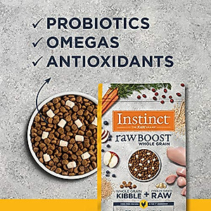 Instinct Raw Boost Whole Grain Dry Dog Food, Natural Real Chicken & Brown Rice Recipe Kibble with Omegas + Freeze Dried Raw Dog Food, 20 lb. Bag