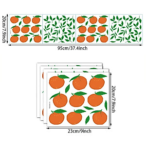 Bamsod Fruit Wall Decals Removable Boho Wall Stickers Peel Stick Flower Orange Wall Decals Fresh Fruit Wall Stickers for Baby Nursery Kids Bedroom Living Room Home Kitchen (Orange)