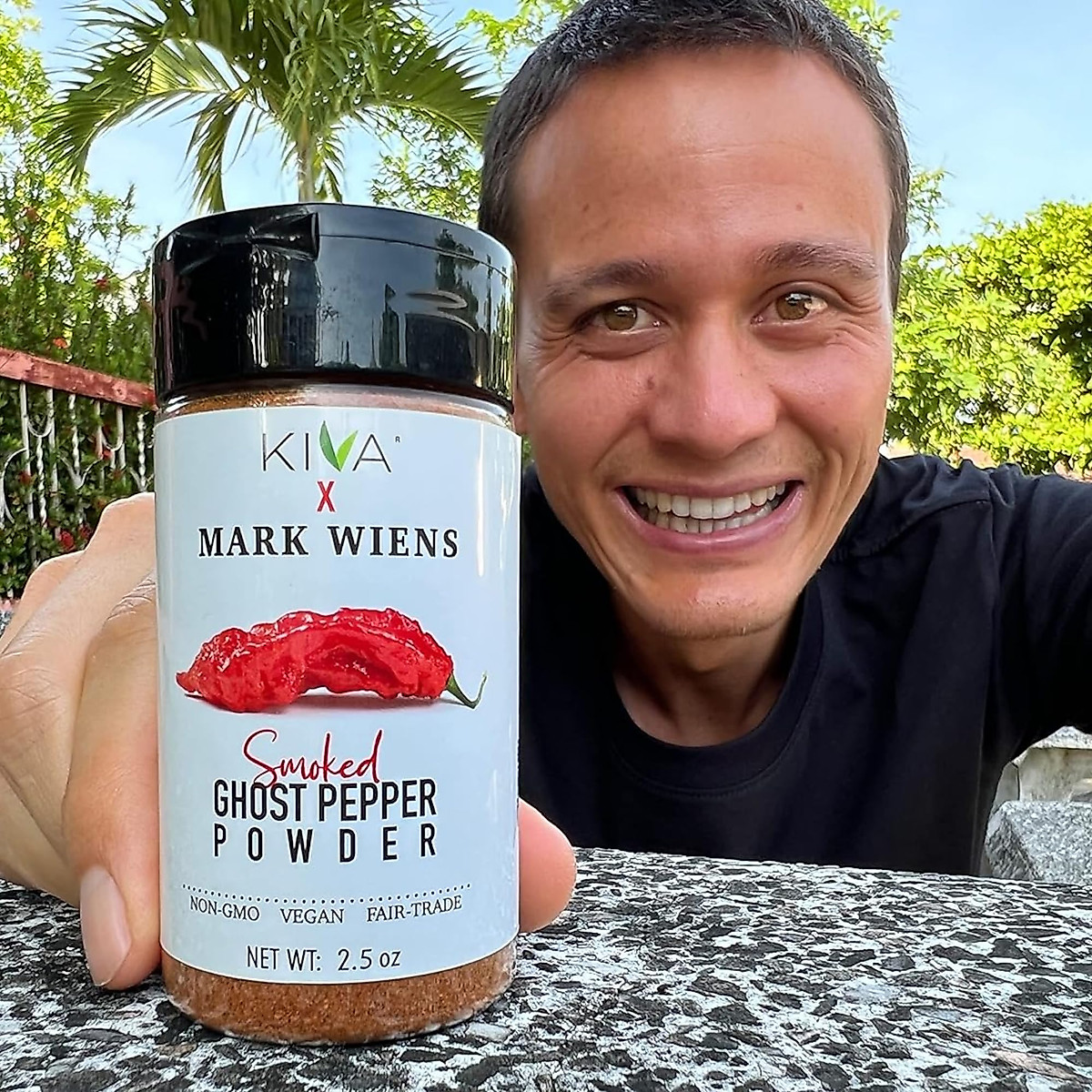 Kiva x MARK WIENS - Smoked Ghost Chili Pepper Powder (Bhut Jolokia) - Non GMO, Vegan, Fair Trade - 2.5 oz