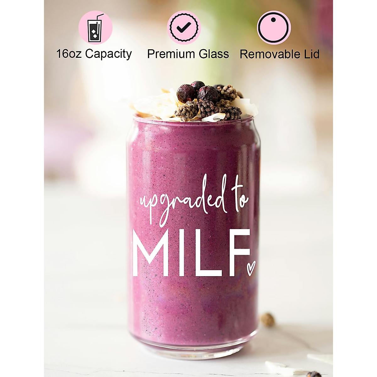 Lovearth Glass Cup, New Mom Gifts for Women - Christmas, Pregnancy Gifts for Expecting Mom, First Time Mom Gifts, Mom to Be Gifts for 1st Time Mom, Pregnant Women - Postpartum Gifts for Mom