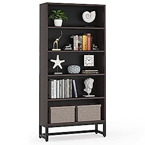 Tribesigns Tall Bookcase and Bookshelf, 70.8” Large Bookcases Organizer with 5-Tier Storage Shelves, Heavy Duty Free-Standing Library Bookshelf Shelving Unit for Living Room, Bedroom (Sandalwood)