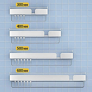 FVRTFT Storage Shelf Self Adhesive Shower Storage with Towel Rack Shower Organiser No Drilling Wall Mounted Space Aluminum for bathroom and toilet-White_50cm