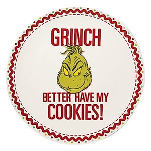 Department 56 Dr. Seuss The Grinch Better Have My Cookies Dinner Plate Dessert Platter, 11.25 Inch, Multicolor