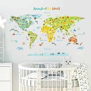 DECOWALL DL-1815 Animals of The World Kids Wall Stickers Wall Decals Peel and Stick Removable Wall Stickers for Kids Nursery Bedroom Living Room