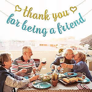 INNORU Thank You for Being a Friend Banner - Thank You Party Decor - New Friends - Graduation Going Away Party Decorations Supplies, Glitter