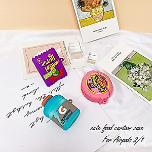 [3Pack]Cute Case for Airpod 2/1, 3D Cartoon Kawaii Bubble Gum&Sport Water&Purple Potato Airpods Cover Food Design Girl Boys Fashion Fun Protective Skin Accessories Silicone Case
