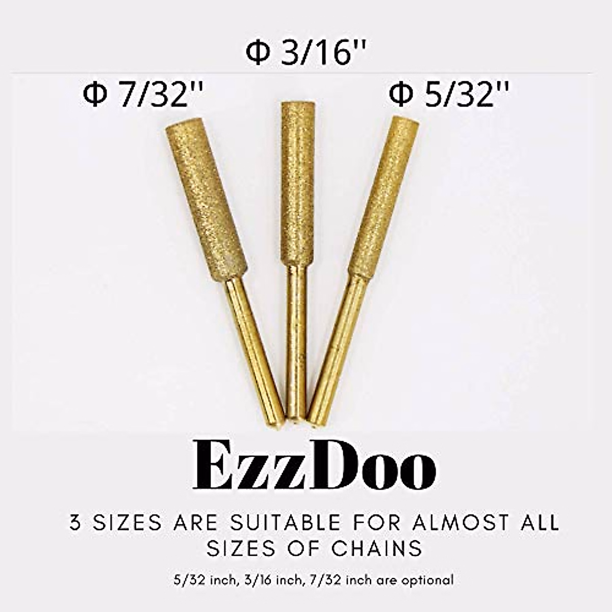 EzzDoo Bits Titanium Plated Diamond Sharpening Wheels - High Hardness 5/32 chainsaw files for Electric Chainsaw Sharpener. 8 pcs.(5/32'', 4.0mm)