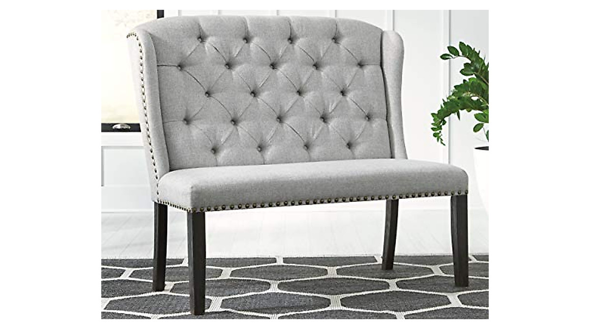 Elegant Tufted Dining Bench with Nailhead Trim