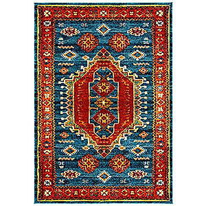 SAFAVIEH Vintage Hamadan Collection Accent Rug - 2'7" x 5', Blue & Orange, Design, Non-Shedding & Easy Care, Ideal for High Traffic Areas in Entryway, Living Room, Bedroom (VTH253M)