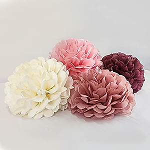 20-Piece Paper Pom Poms Party Kit – Tissue Paper Pom Poms Decorations - Birthday Party Decorations Bridal Shower Bachelorette Baby Shower