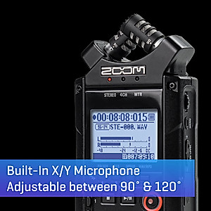 Zoom H4n Pro 4-Track Portable Recorder, All Black, Stereo Microphones, 2 XLR/ ¼“ Combo Inputs, Battery Powered, for Stereo/Multitrack Recording of Music, Audio for Video, and Podcasting