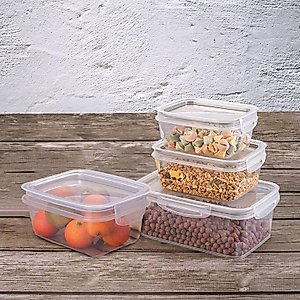 Plasutil 4-Pc Perfect Lock Food Storage Containers Set BPA-Free | Airtight Lids with Locking Tabs | Ideal for Lunch, Meal Prep & Leftovers | Kitchen Organization, Pantry