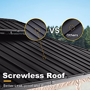 12' x 16' Gazebo, Outdoor Double Roof Canopy Hardtop Gazebo with Large Aluminum Frame, Galvanized Steel Top Gazebo with Ventilation and Mosquito Nettings, for Patio, Backyard, Deck and Lawns