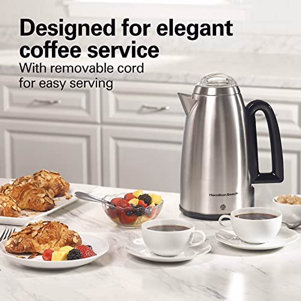 Hamilton Beach 12 Cup Electric Percolator Coffee Maker with Cool Touch Handle, Easy Pour Spout, Stainless Steel (40614RN)