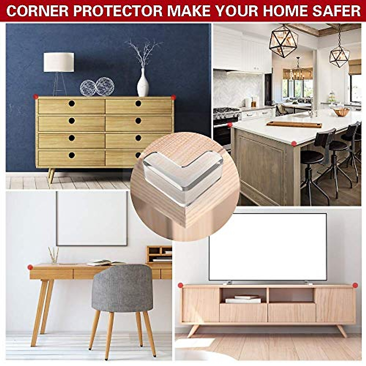 Furniture Straps (4 Pack + 4 Corner Protector) Furniture Wall Anchors, Anti Tip Furniture Kit Adjustable Earthquake Resistant Wall Safety Straps Prevent Furniture from Tipping Over for Baby Safety