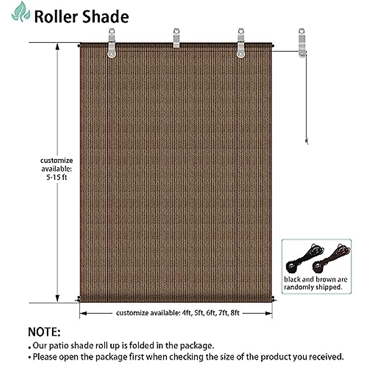 SunnyRoyal Patio Shades Roll Up Outdoor Exterior Roll Up Blinds for Patio Yard Deck Porch Balcony Backyard 7' W X 6' L Brown