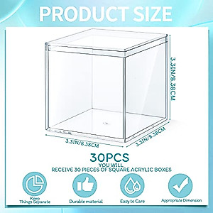 Yulejo 30 Pieces Clear Acrylic Box with Lid Plastic Clear Acrylic Square Cube Acrylic Display Boxes for Storage Organizer Acrylic Stackable Containers 3.3 x 3.3 x 3.3 Inch for Candy Pill Tiny Jewelry