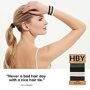 HBY Women's Hair Ties for Thick or Curly Hair. No Slip Seamless Ponytail Holders Sports Thick Hair Ties, Urban Oasis, 8MM, 12 Pcs