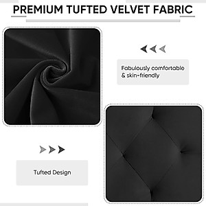 Antetek Convertible Futon Sofa Bed, 59-inch Modern Velvet Sleeper Sofa Small Loveseat with Two Pillows, 3 Adjustable Positions and 6 Golden Metal Legs Furniture for Living Room and Bedroom, Black