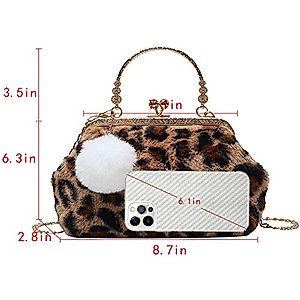 Danse Jupe Faux Fur Cow/Leopard Evening Bag Coin Purse Kiss-Lock Chain Shoulder Bag Handbag Change Purse Wallet
